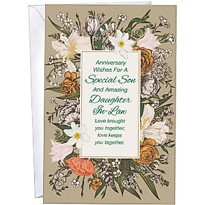 Chuck's Card-O-Rama Son Anniversary Card and Daughter-in-Law - Envelope Included - 5" x 7.75" - Packaged in Extra Sturdy Mailer - 96049