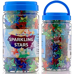 Plastic Stars - Gemstones and Crystals - Pack of 270pcs(1.32lb) Vase Filler - Jewels for Crafts - Fish Tank Rocks - Sensory Bin Filler - Gems for Crafting - Fake Ice - Aquarium Stones - Multicolored