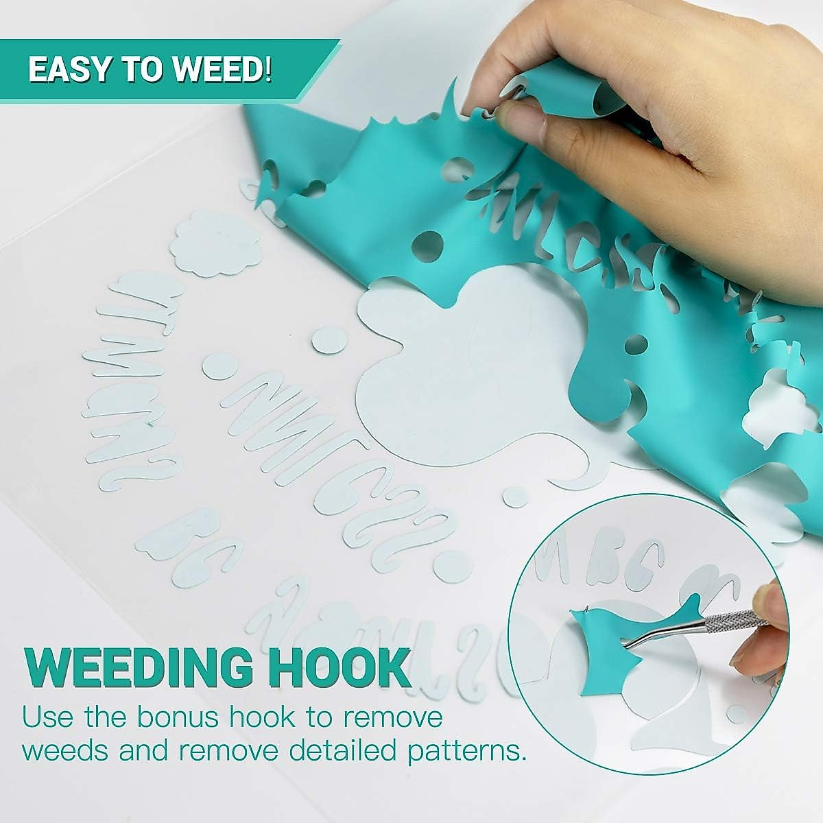 HTVRONT Heat Transfer Vinyl Bundle: 24 Pack 12"x12" Iron on Vinyl Sheets for T-Shirt, 21 Assorted Colors HTV Vinyl with 1 Teflon Sheet & Weeding Hooks