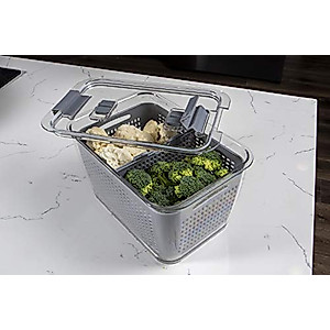 Kitchen Spaces Gray Colander Bin Variety Pack, Fridge Organizers, Produce Storage, Keep Vegetables Fresh, Lettuce, Grape or Strawberry Holder, Three Sizes