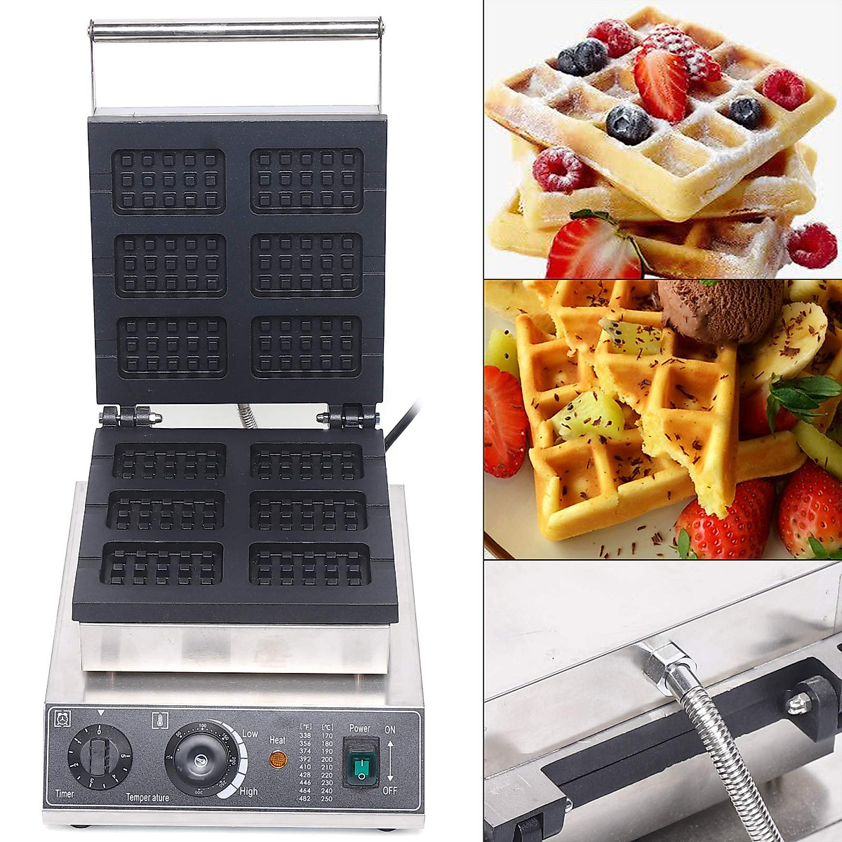 110V Waffle Maker,6 Molds Mini Waffle Maker Machine,Electric Non-Stick Waffle Baker,0~5 Min & 50-300°C Donut Dessert Maker for Kids (Waffle Maker)