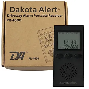 Wireless Driveway Alarm Portable Receiver PR-4000 - Compatible with Dakota Alert 4000 Transmitters | Battery-Powered Monitor Comes with USB Charger & Belt Clip, Driveway Alarms Wireless