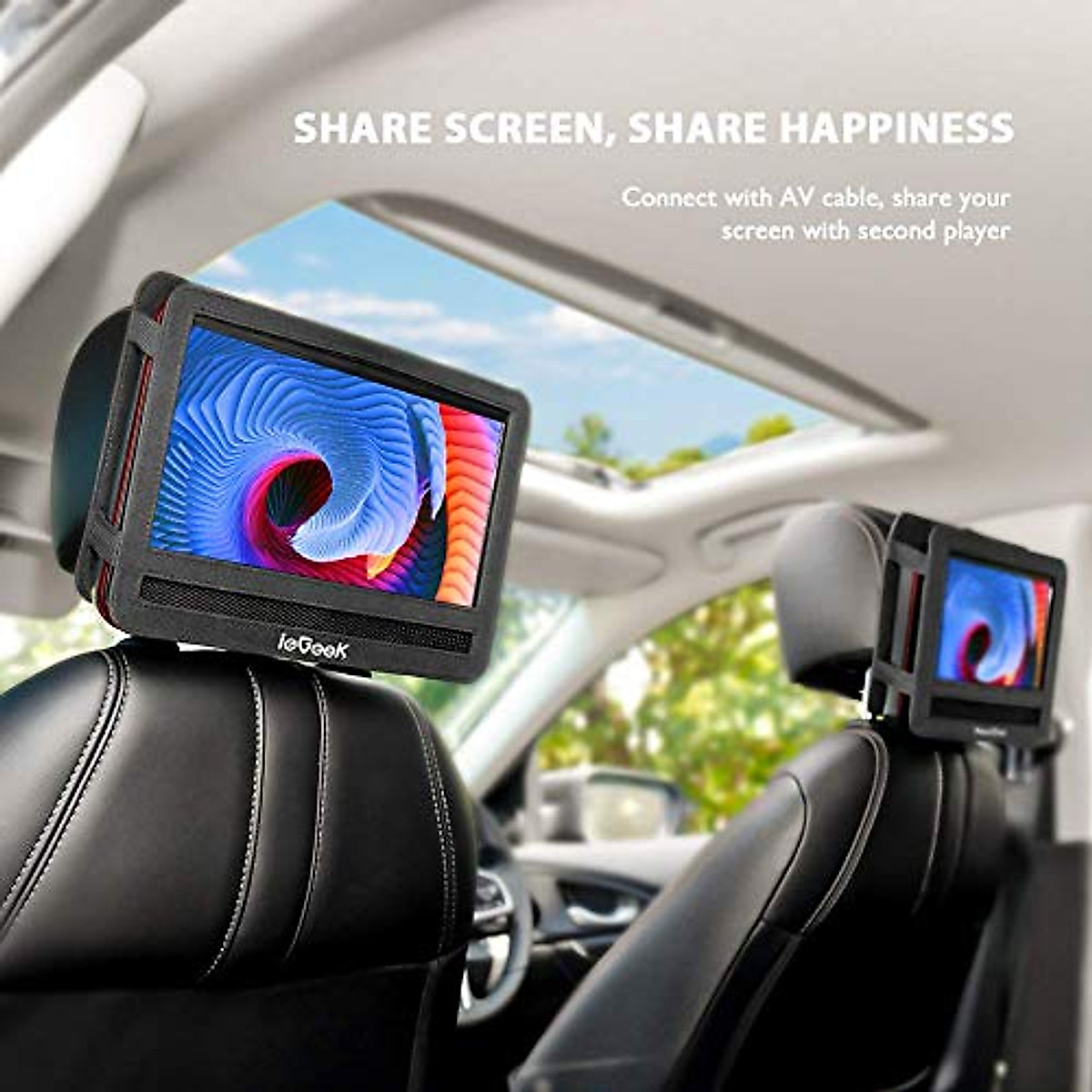 ieGeek 11.5" Portable DVD Player with SD Card/USB Port, 5 Hour Rechargeable Battery, 9.5" Eye-Protective Screen, Support AV-in / Out, Region Free, Red