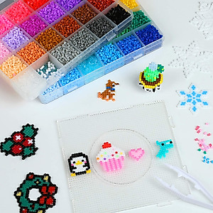 LIHAO 2.6mm Fuse Beads Kit for Crafts 24000 pcs 48 Colors Mini Fuse Beading Kit, Multicolored Iron on Fused Beads Kit, Great Supplies for Fuse Beads Artist