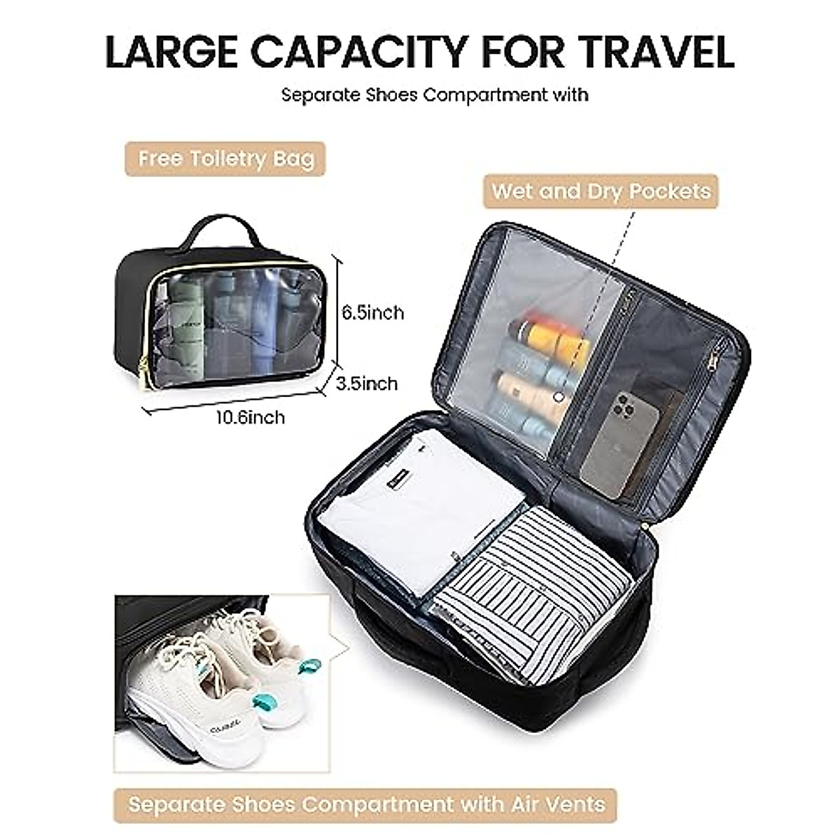 LOVEVOOK Carry On Backpack, 50L Airline Approved Travel Backpack for Women as Personal Item, Expandable 18 inch Laptop Backpack, Large Casual Daypack Waterproof Luggage Suitcase with Toiletry Bag