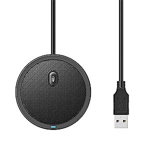 Runpu USB Conference Omnidirectional Computer Microphone, 360° Voice Pickup Condenser PC Mic with Mute Button for Conference, Zoom Meeting, Recording, Skype, Gaming, Plug & Play