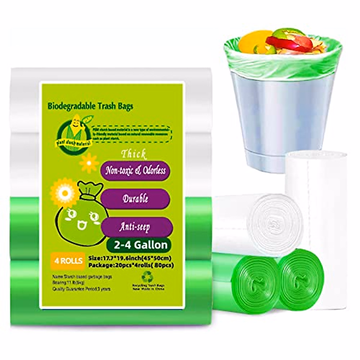 2.6 Gallon Trash Bags, 80 Counts Strong Durable Small Garbage Bags Ultra Thick Trash Can Liners Waste Bin Bags for Bathroom Kitchen Bedroom Office