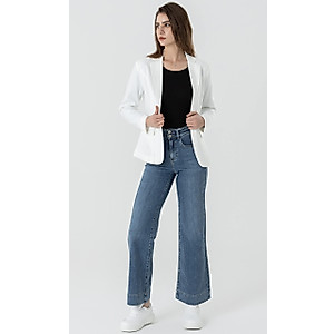 Beninos Womens One Button Blazer Lightweight Office Work Suit Jacket (D918 White, XS)