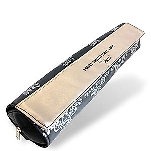 Hair Straighteners Vegan Leather Case & Roll Mat by j&m - Stylish Pouch & Zip-Up Bag with Detachable Mat for Protecting Surfaces - Fits ghd, BaByliss & Others (Rose Gold)