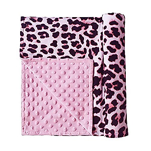 Messy Code Baby Blanket Super Soft Minky Plush Blanket with Double Layer Dotted Backing for Babies,Pink Leopard Printed Reversible Blanket 30x40 Inch