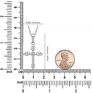 ARAIYA FINE JEWELRY 14K White Gold Round-shape Diamond Cross Pendant with Gold Plated Silver Chain Necklace (1/4 cttw, I-J Color, I2-I3 Clarity), 18"