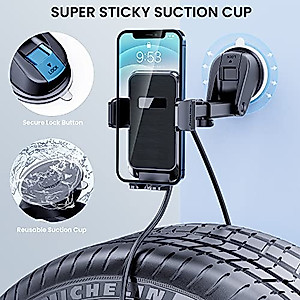 Phone Mount for Car Phone Mount [Military-Grade Super Suction] Phone Holder Car Mount for iPhone Automobile Cell Phone Accessories For Dashboard Windshield Air Vent Fit All iPhone Android Smartphones