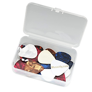 Musiclily Transparent Plastic Acoustic Electric Guitar Pick Holder Case Storage Box (Pack of 2)