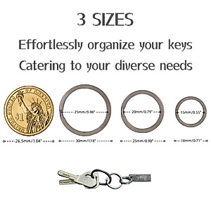 Imentha Titanium Key Rings - 3 Pieces in 3 Sizes for Keychains and Carabiners - Durable, Versatile, and Ideal for Everyday Use