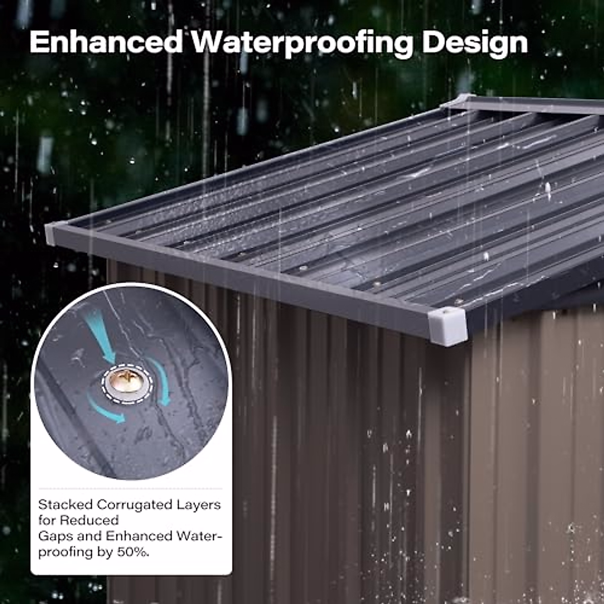 LAUSAINT HOME Outdoor Storage Sheds 6x4FT, Waterproof Metal Storage Tool Bike Sheds with Lockable Door for Backyard, Garden, Patio and Lawn, Brown