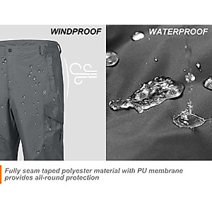 Little Donkey Andy Men's Lightweight Waterproof Rain Pants Breathable Hiking Pant for Outdoor Fishing Steel Gray S