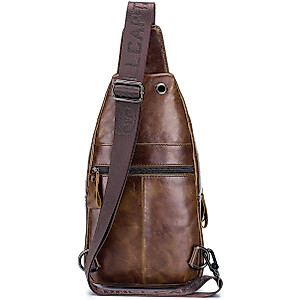 Leather Sling Bag for Men,Casual Crossbody Shoulder Backpack Travel Chest Bag