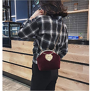 KRUIHAN Womens Handbag Retro Evening Bag Gorgeous Heart Design Bridal Wedding Party Purse Wine Red