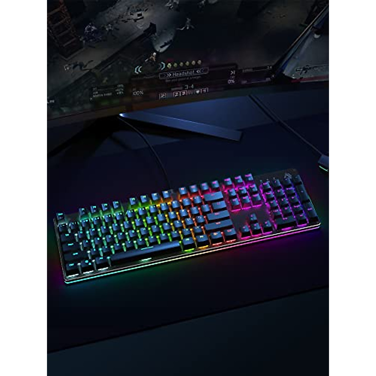 BLOOTH Mechanical Gaming Keyboard RGB Backlit 104 Keys, Red Switches Customizable Key with 12 LED RGB Color Modes, 7 Levels Brightness and Speed Adjustment, USB Wired for PC Gamers