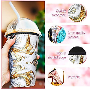 4 Pieces Marble Coffee Cup Sleeves Slim Can Cooler Reusable Neoprene Insulated Cup Sleeves Cup Cover Holders Water Bottles Cup Sleeves Non-Slip Drink Sleeves for Camping 30-32 oz Cold Hot Beverages