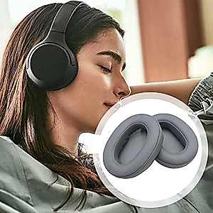 WH-XB900N Replacement Ear Pads Potein Leather Earpads Cover Quite-Comfort Sponge Ear Cushion Pad Earmuff Repair Parts Compatible with WH-XB900N On-Ear Headphone(Grey