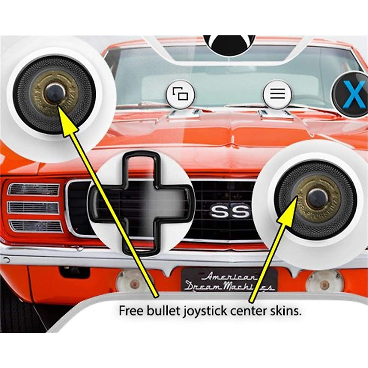 WraptorSkinz Decal Vinyl Skin Wrap compatible with XBOX One S/X Controller - 1969 Chevy Camaro Orange 3813 (CONTROLLER NOT INCLUDED)