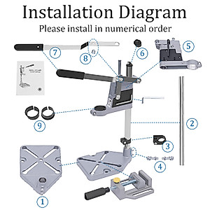 NAWESRVA High-Precision Hand Drill Press Adapter with Vise – Aluminum Alloy Stand, 8.8-Inch Base, Ergonomic Handle, Adjustable Clamp (1.4-1.6 Inch) – Secure & Stable Drilling Solution