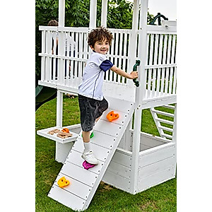 Avenlur Craftsman Modern Swing Set - Outdoor Backyard Swing: Montessori Waldorf Style Slide, Clubhouse, Fort, Gymnastic Bar, Rock Climb Wall, and More for Kids' Imaginative Play - ASTM Cert. - 3-11yr