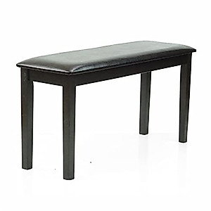 SunBear Furniture Dining Kitchen Solid Wooden Stained Bench Padded Seat Espresso Black Finish