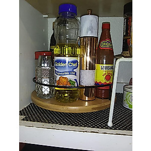 Lawei 10 Inch Lazy Susan Turntable, Bamboo Spinning Spice Rack Holder Kitchen Cabinet Counter Rotating Condiments Organizer for Spice Condiment Baking