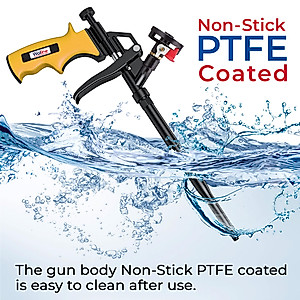 Wolline Spray Foam Gun Insulation (2 x Foam Gun / 4 Nozzle) Foam Spray Gun, Teflon-Coated Professional Expanding Foam Gun, Foam Dispensing Gun, for Caulking, Insulating Foam Applicator Yellow - 2 Pack