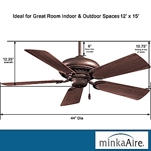 Minka-Aire F563-ORB Supra 44 Inch Pull Chain Ceiling Fan in Oil Rubbed Bronze Finish