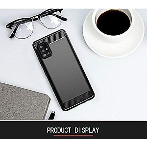 Samsung A51 5G Case with HD Screen Protector - M MAIKEZI Slim TPU Non-Slip Phone Cover (Black Brushed)