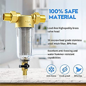 Turboyhood 50 Micron Sediment Filter, Sediment Filters For Well Water,Sediment Water Filter,Spin Down Water Filter, Whole House Water Filters for Well Water,Washing Machine Water Filter BPA Free