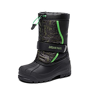 DREAM PAIRS Little Kid Kamick Black N.Green Mid Calf Waterproof Winter Snow Boots Size 2 M US Little Kid