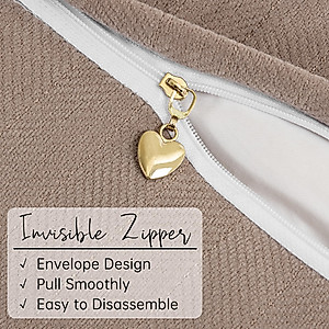 ZWJD Khaki Pillow Covers 22x22 Set of 2 Chenille Pillow Covers with Elegant Design Soft and Luxurious Decorative Throw Pillows for Couch, Bed, and Home Decor