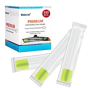 300 Pcs Oral Swabs- Unflavored & Sterile Disposable Mouth Swabs Sponge for Mouth Cleaning- Individually Wrapped (Green)