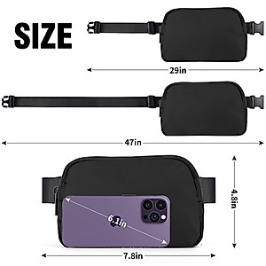 ZPN Mini Fanny Pack Black Belt Bag for Women and Men, Fashionable Waterproof Waist Pack with Adjustable Strap for Traveling, Hiking, Jogging, Cycling
