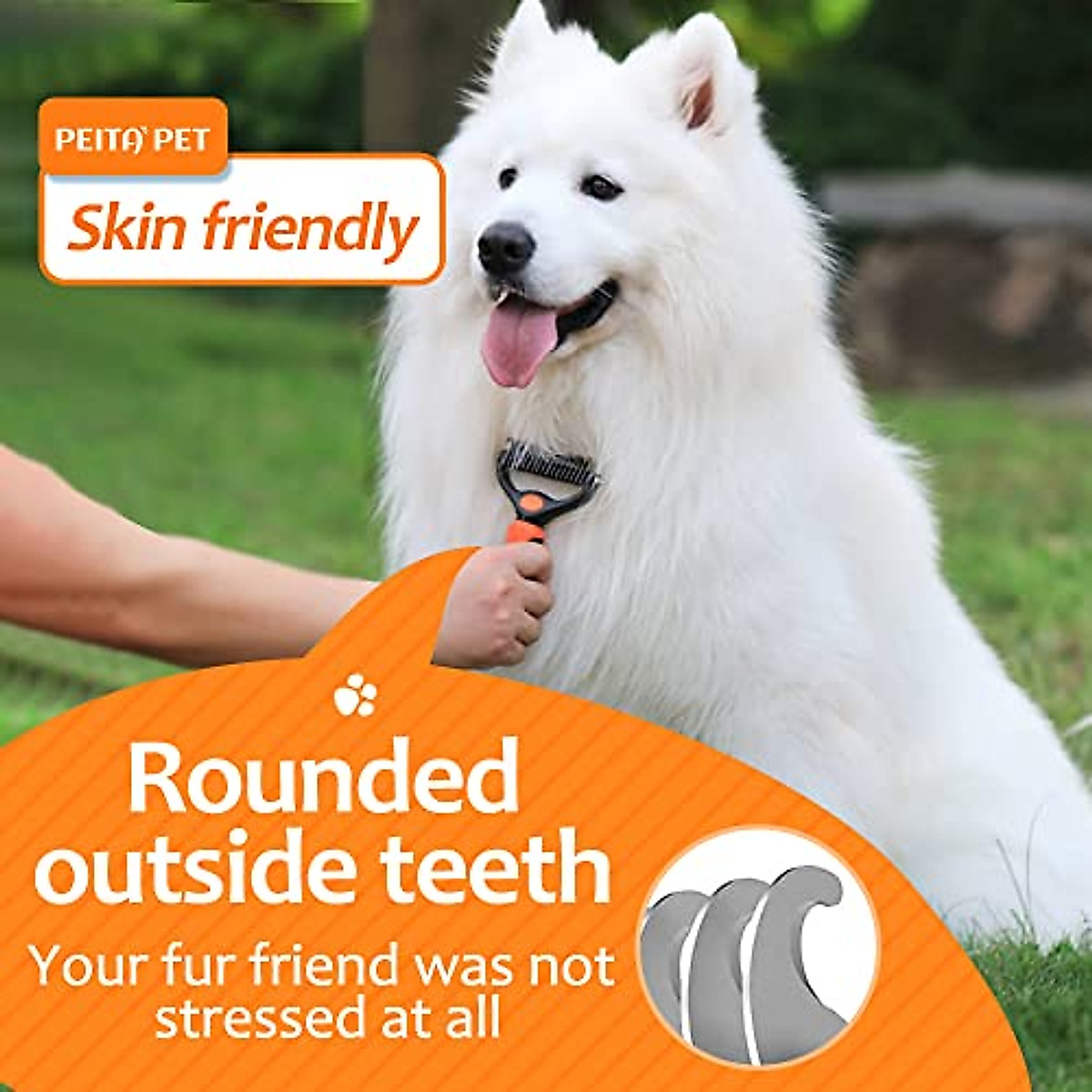 Undercoat rake for Dogs，Dog Deshedding Brush for Large Dogs，2 in 1 Dematting Comb & deShedding Tool for Long Hair Cats，Pet Hair Grooming Brush, Clear mats and tangles, Reduces Shedding by 95%…