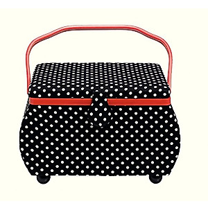Prym Polka Dot Large Craft Storage Box Black, White & Red