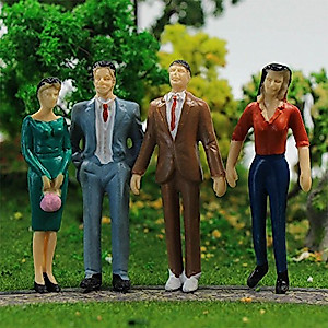 P3001 28pcs 1:30 Painted Figures I Scale Standing and Seat People Assorted Poses Model Trains