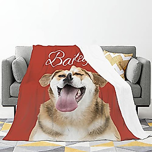 SIMIEEK Personalized Dog Photo Blanket with Name Custom Pet Picture Blankets Throws Customized Dog Portrait Blanket for Adults Kids, 30 to 80 Inches