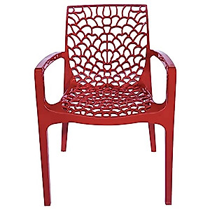 Green Boheme Gruvyer Indoor Outdoor Armchairs 4 Chairs, Red, Patio, Dining, Pool, Garden, Stacking, Never Rusts, Italian