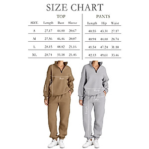 AUTOMET Womens Winter 2 Piece Thanksgiving Outfits Long Sleeve Sweatsuits Half Zip Sweatshirts with Sweatpants