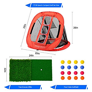 Pop Up Golf Chipping Net, Chipping Net Golf Target Removable, 1 Golf Net with 2 Hitting Mats and 16 Training Balls, Indoor/Outdoor Golf Training Equipment, Golf Gifts for Men And Womens