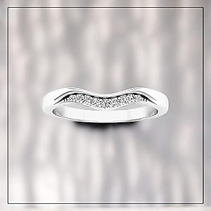 Dazzlingrock Collection 0.05 Carat (ctw) 10K Round Diamond Ladies Anniversary Wedding Band Guard Ring, White Gold, Size 6