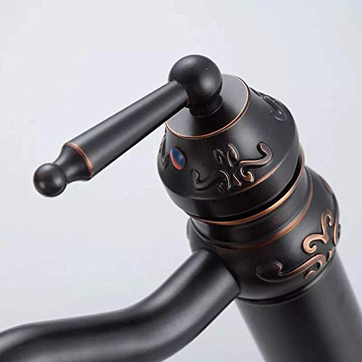 ShiSyan Y-LKUN Basin Faucet Bronze Black Ancient Rotating Basin Bathroom Washbasin Carved Retro Above Counter Basin Faucet Water Faucet Bathroom Taps