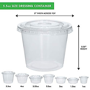 Galashield [100 Sets] 5.5 oz Small Plastic Containers with Lids, Jello Shot Cups with Lids, Disposable Portion Cups, Condiment Containers with Lids, Souffle Cups for Sauce and Dressing
