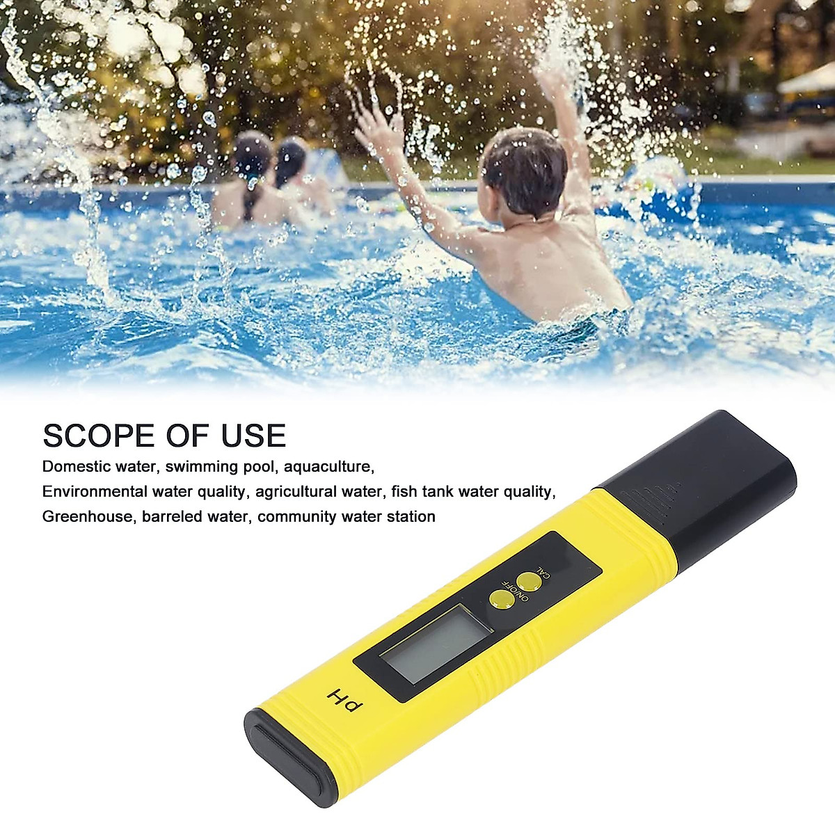 Water Quality Tester, Portable PH Tester 0 to 14ph Auto Backlit Accurate Measurement for Greenhouse