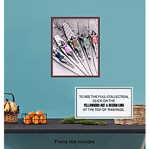 Surf Wall Decor - Vintage Retro Beach Wall Decor - Coastal Ocean Wall Art for Bathroom, Bedroom, Living Room, Beach House - Room Decor, Home Decorations or Gift for Women, Sea Lovers - 8x10 Poster